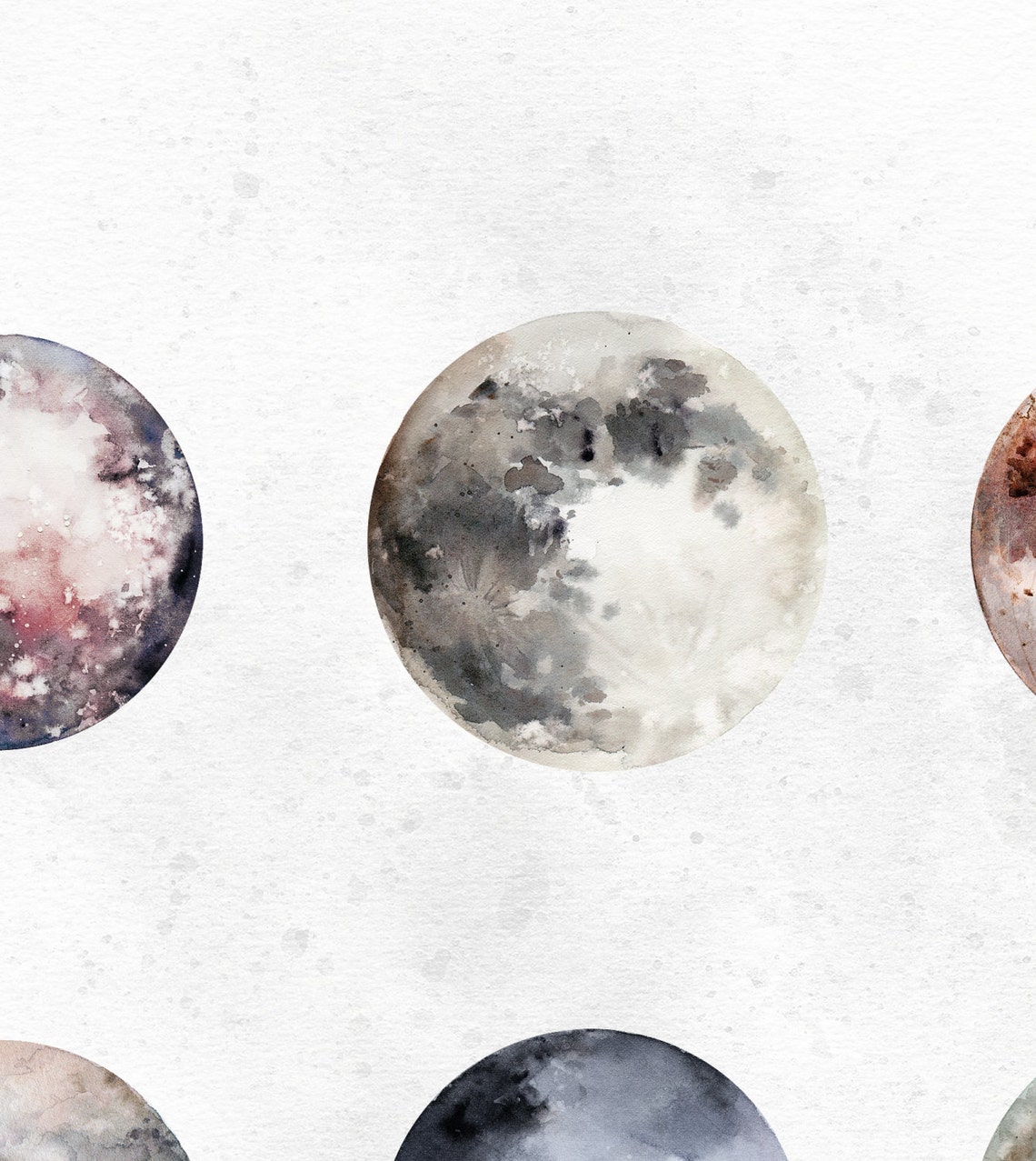 Moon Print 9 Moon Prints Different Moons Artwork - Etsy