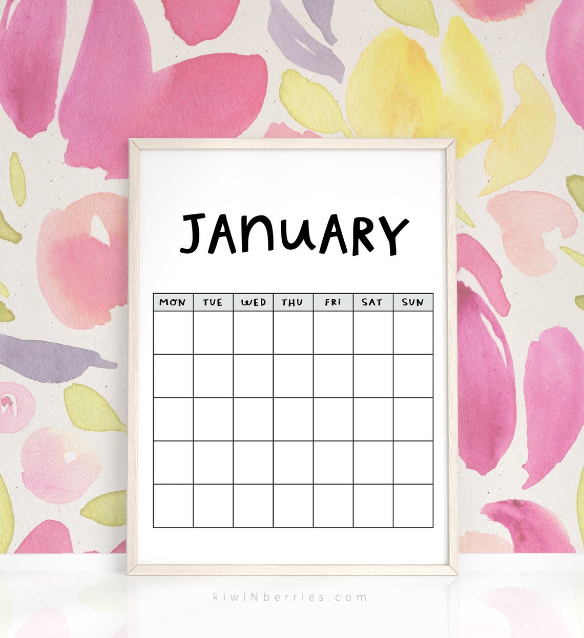 Undated Monthly Calendar Printable: Minimalist Design (8x10, A4) - Etsy