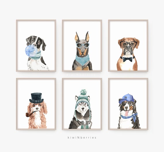 Dog Poster Doggy Prints Cool Hipster Dogs Kids Room Decor - Etsy