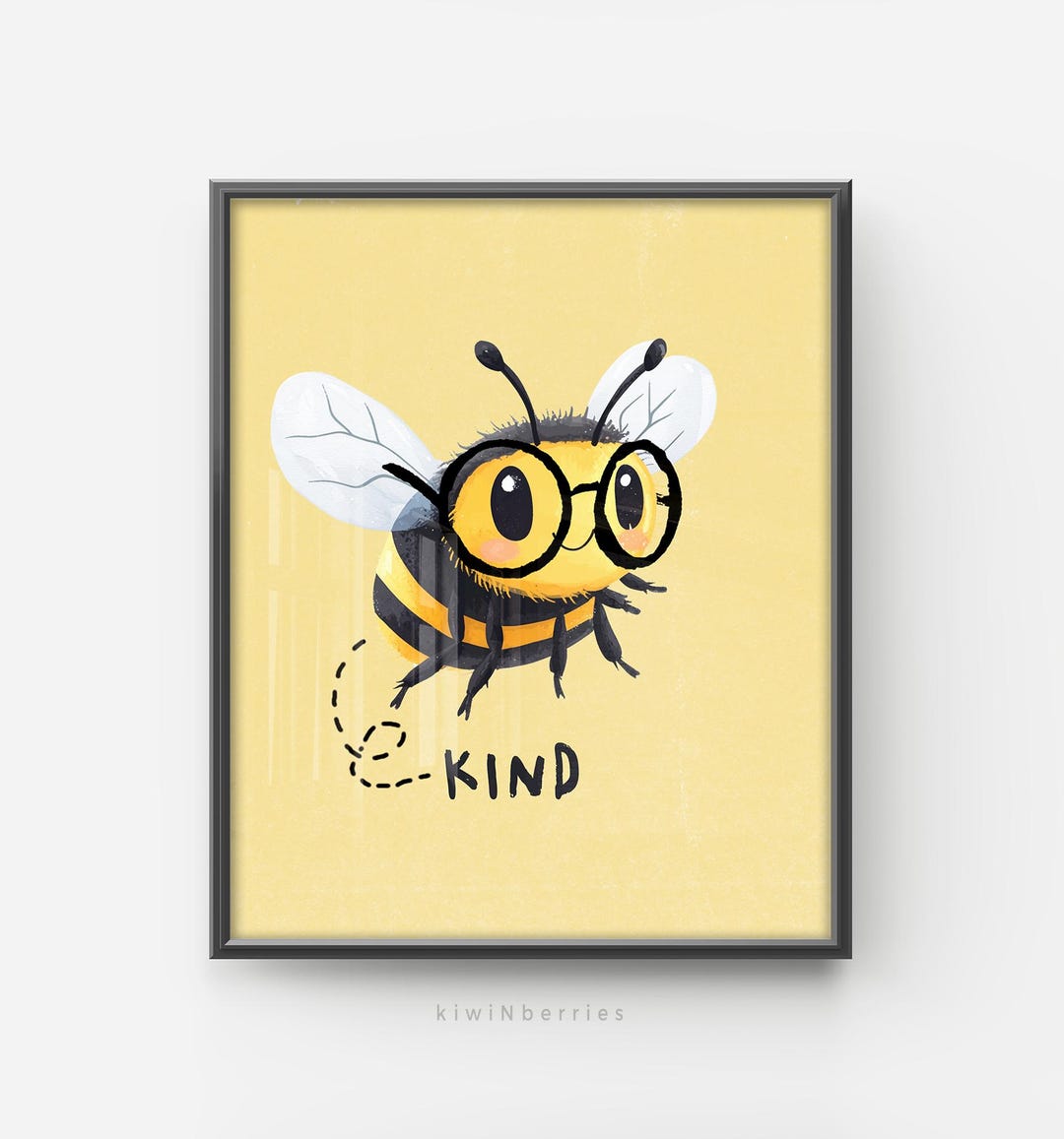 Bee Kind Art Print, Bee With Glasses, Playroom Wall Decor (digital ...