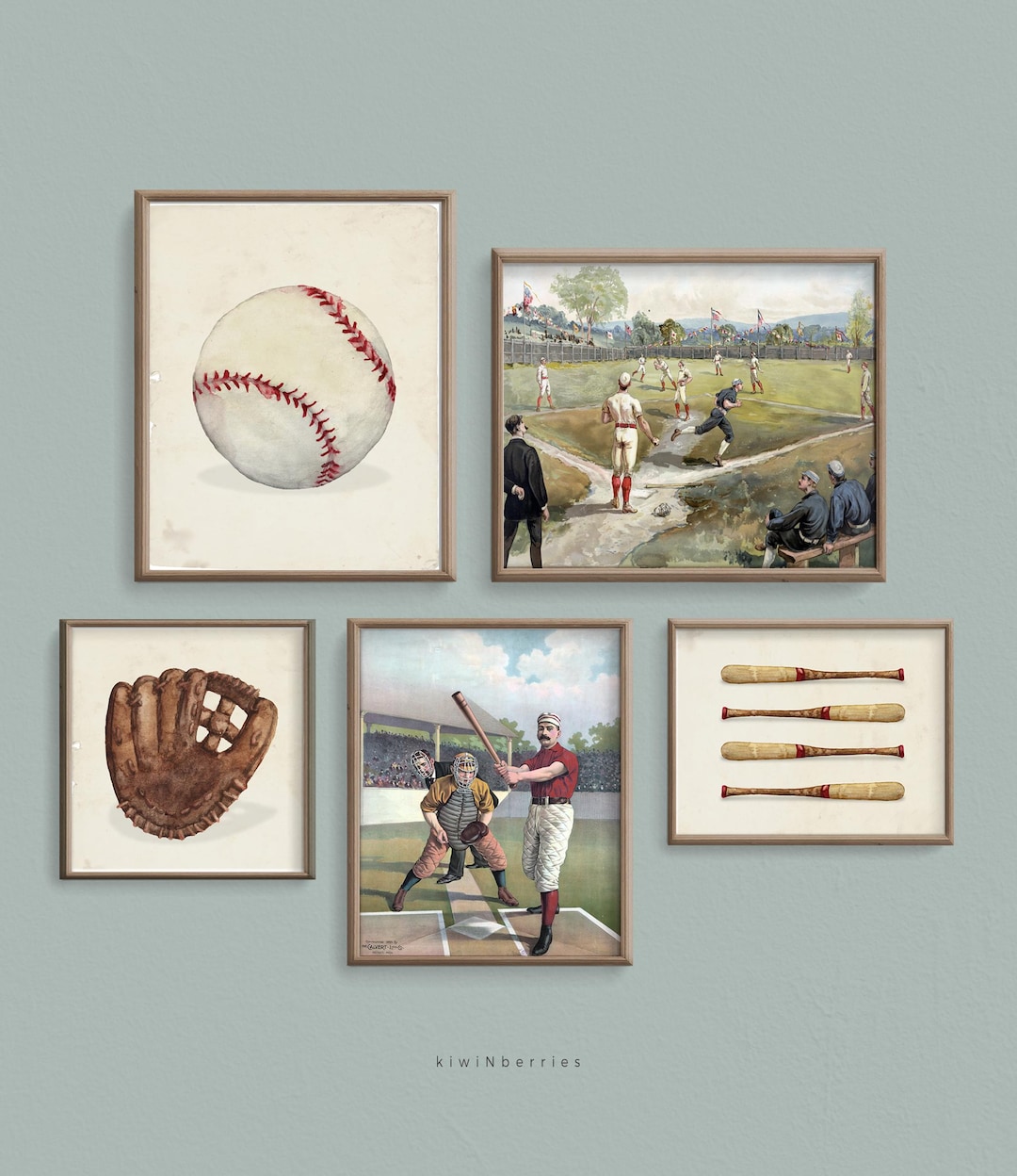 Vintage Baseball Prints, Modern Antique Printable Sports, Digital ...