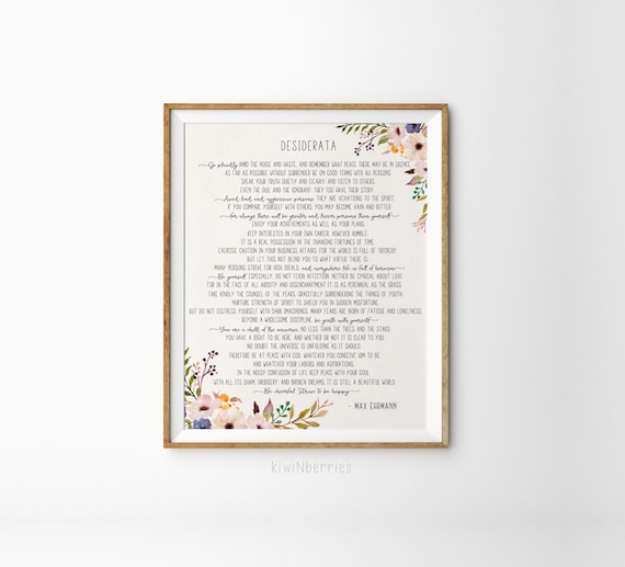 Desiderata print Max Ehrmann poem Desiderata poster