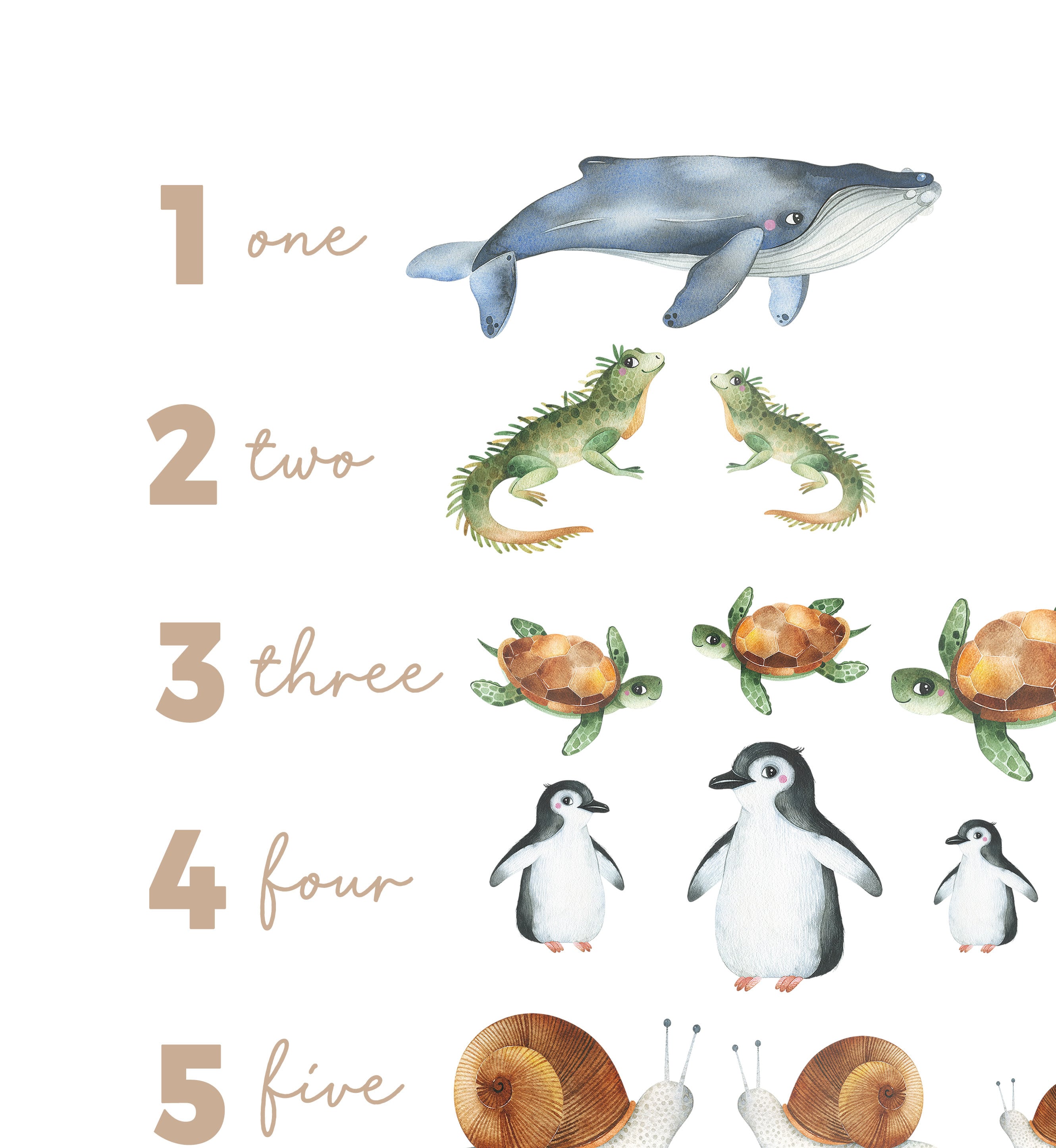 Animal Numbers Print PRINTABLE Wall Art 123 Poster - Etsy
