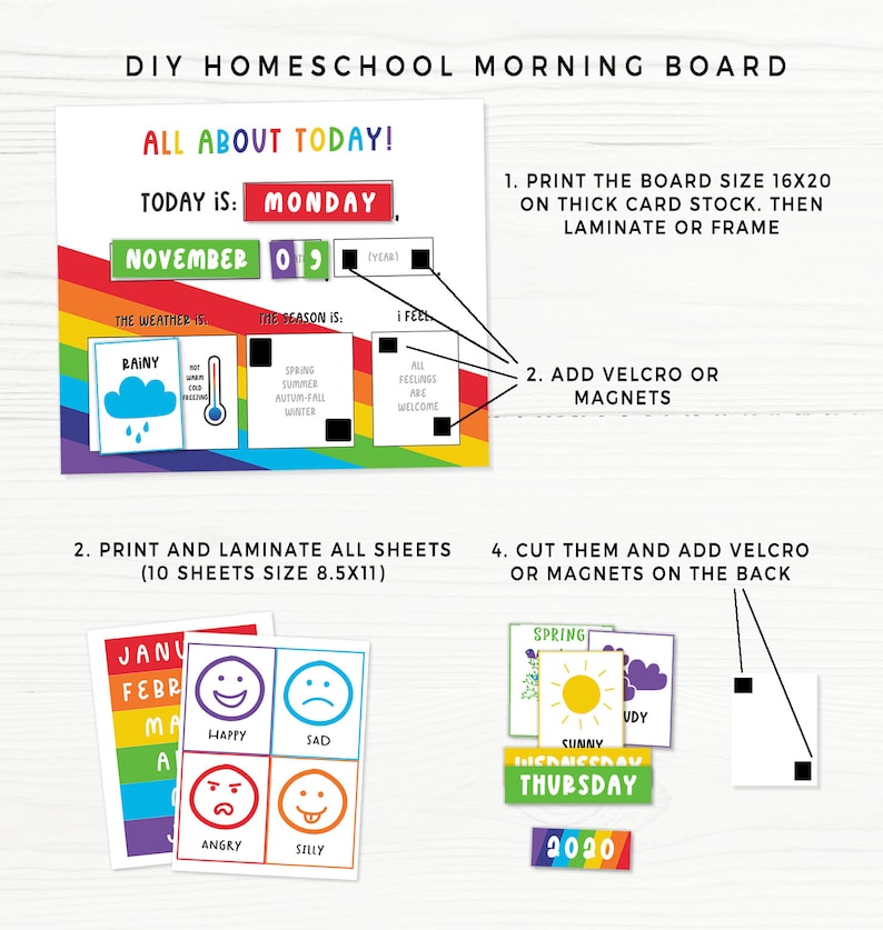DIY Morning Board Calendar Kids Activity Center Homeschool - Etsy