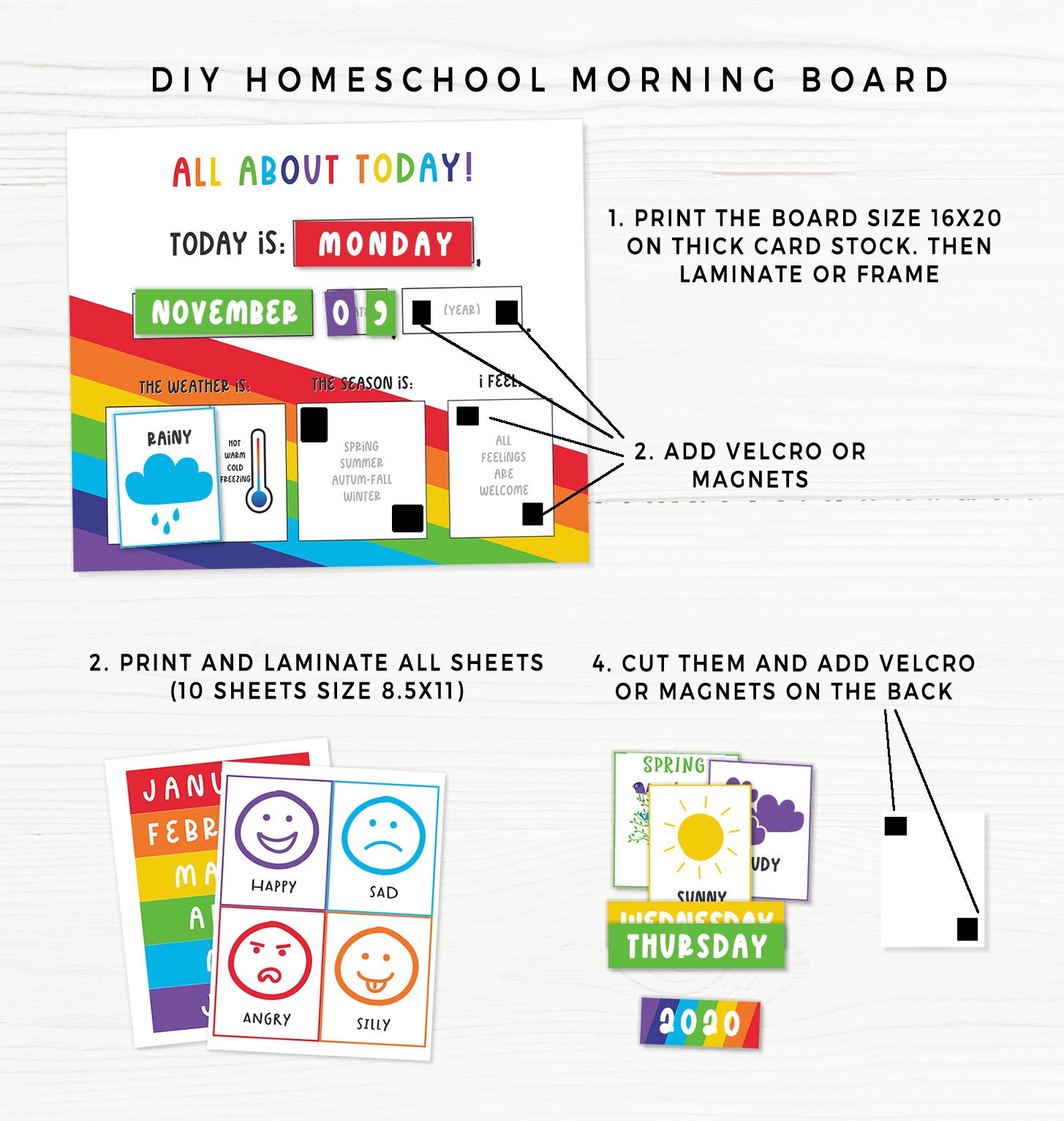 DIY Morning Board Calendar Kids Activity Center Homeschool - Etsy