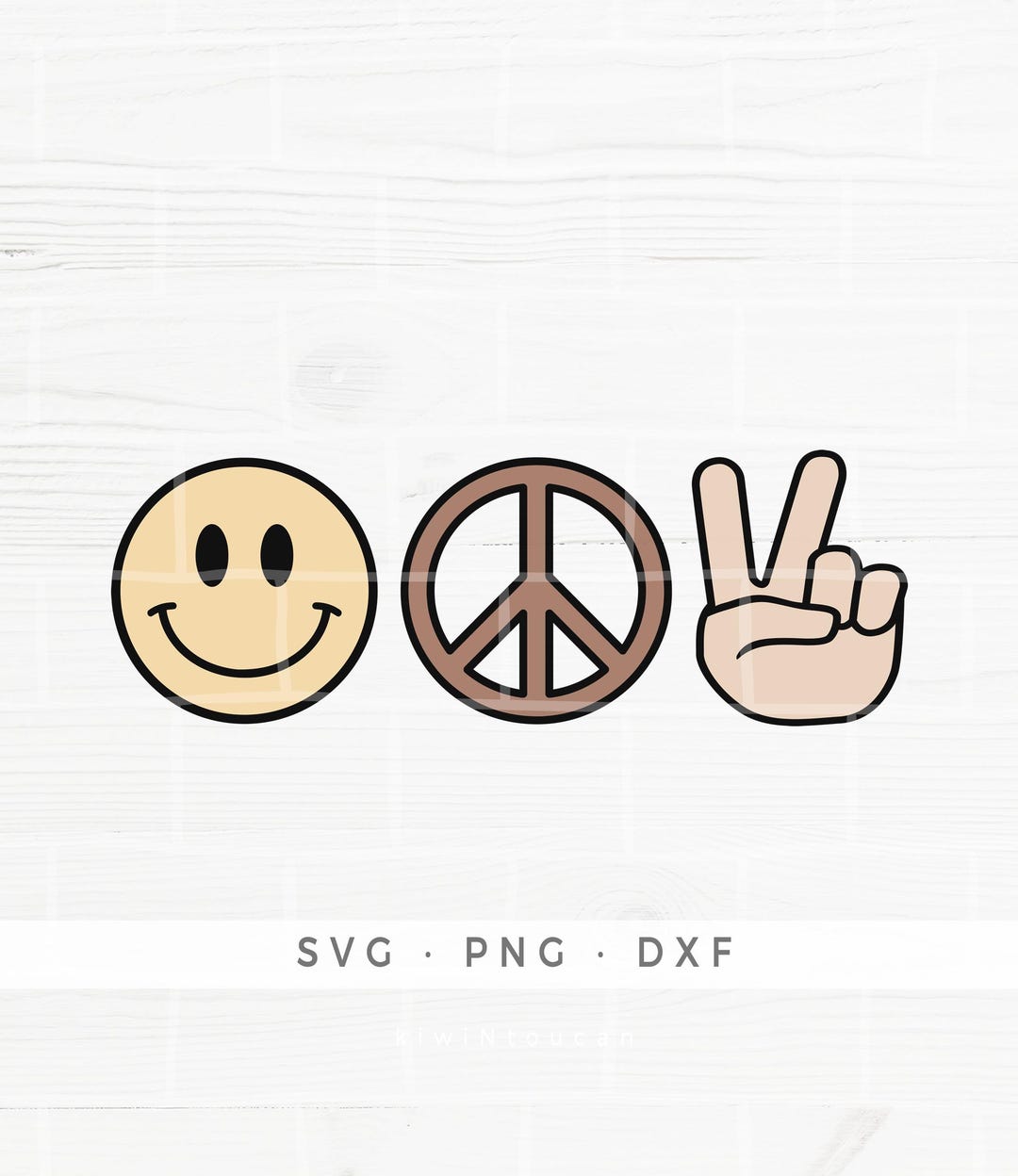 Retro Peace Sign SVG: Boho Smiley Face Cut File - Etsy