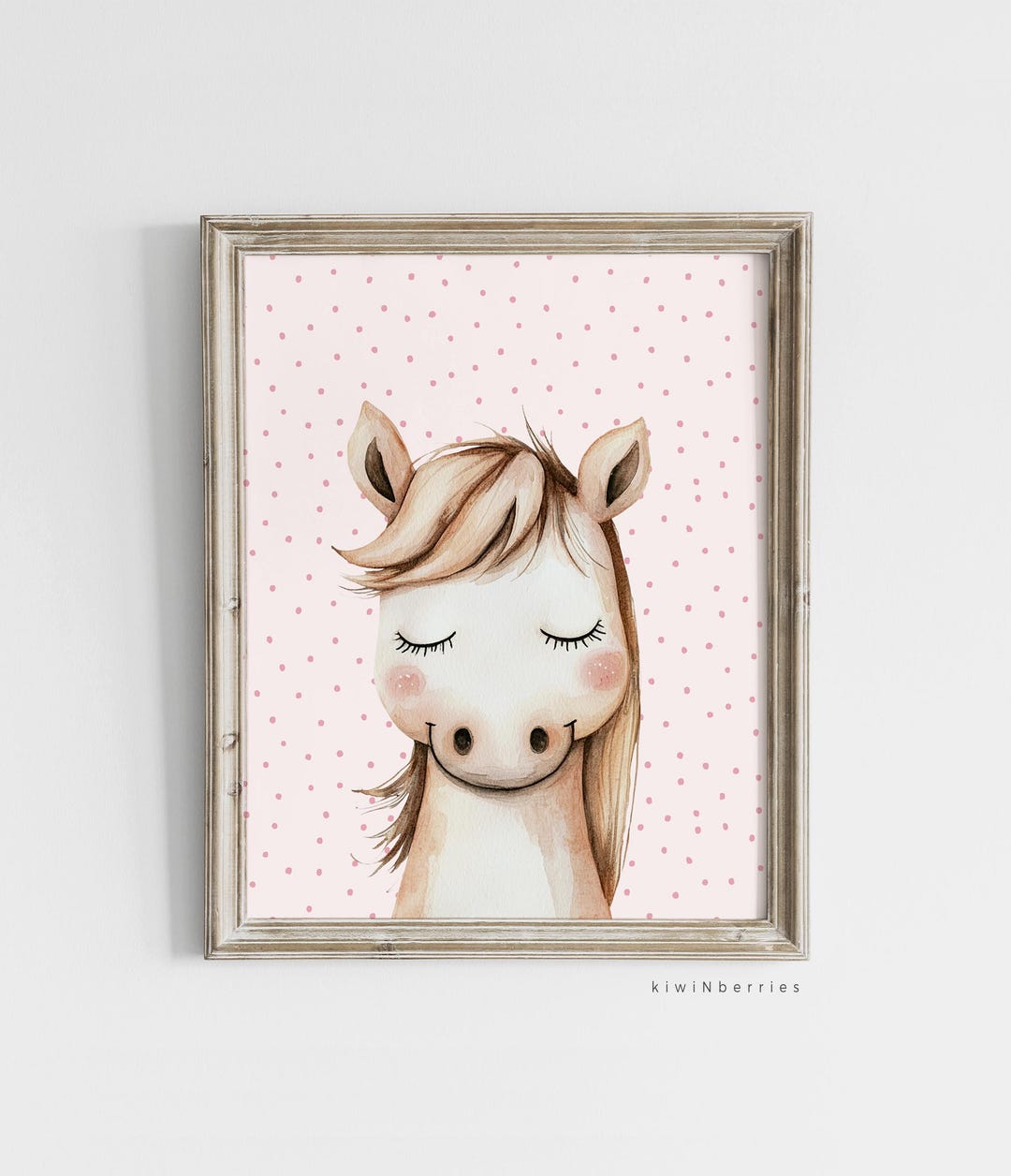 Sweet Horse Print: Pink Polka Dot Pony, Girls Nursery Decor (digital ...