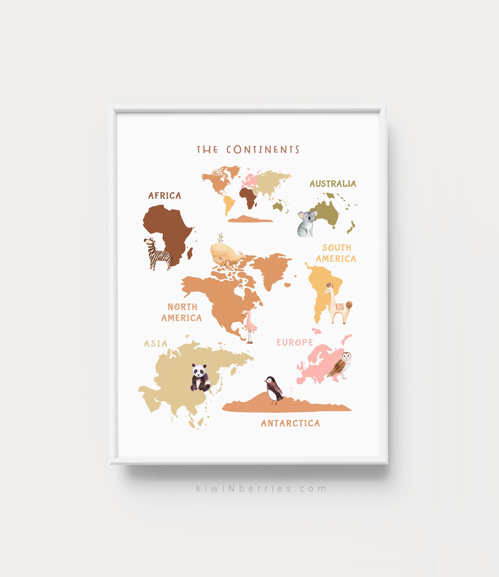 Continents Art Print Homeschool Printable Educational Print - Etsy