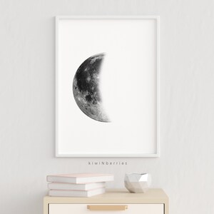 Lunar Phases Print, Set of 5 Moon Phases, Printable Moon Phases ...