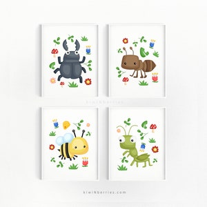 Happy Bugs Print, Bug Printable Art, Bugs Prints, Kids Room Decor ...