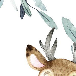 Woodland Animal Art - Watercolor Deer Print - Nursery Wall Art - Cute ...