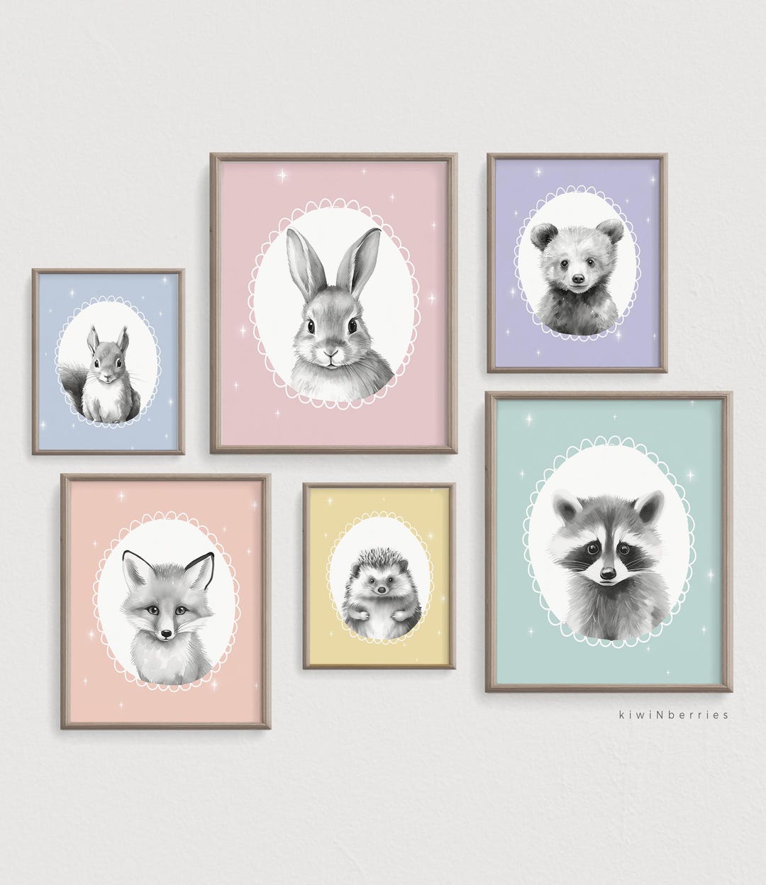 Pastel Art Set for Girls, Forest Animals Prints, Colorful Pastels ...