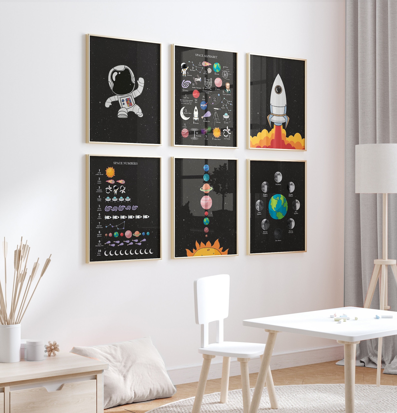 Space Art Prints: Planets, Astronaut, Moon - Set of 6 (digital Download ...