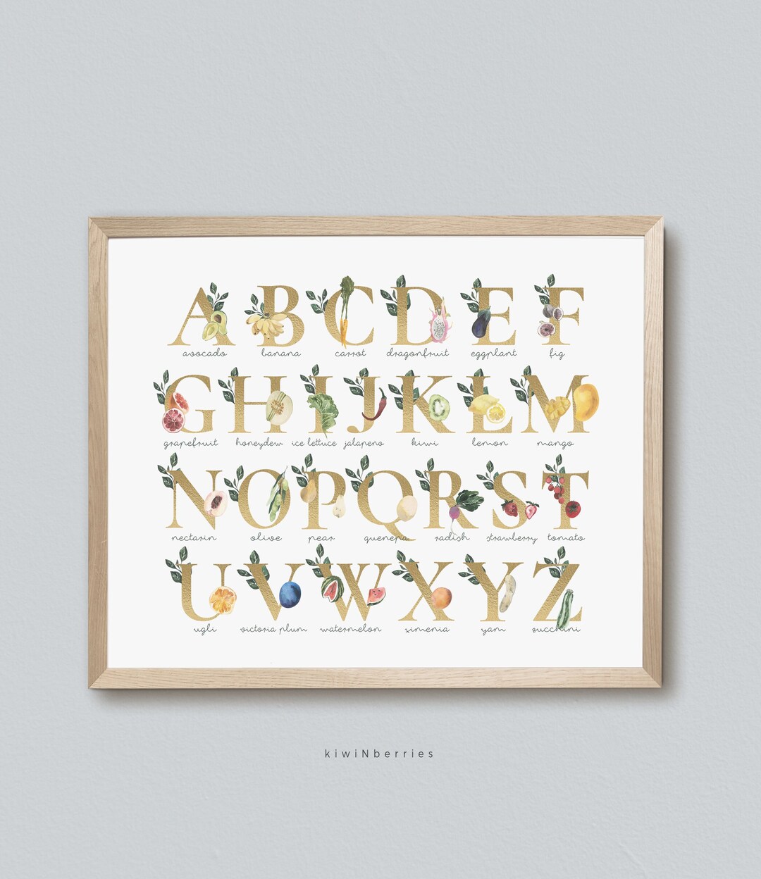 Vegan Print, Ethical Artwork for Kids, Vegan Alphabet Poster, Digital ...