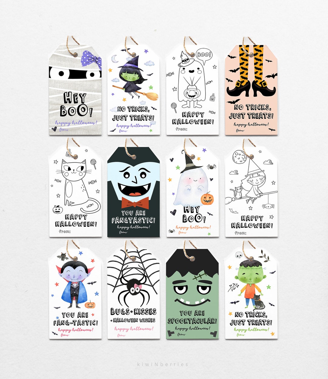 Halloween Tag Bundle, Halloween Party Treat Bag, Tags for Classmates ...