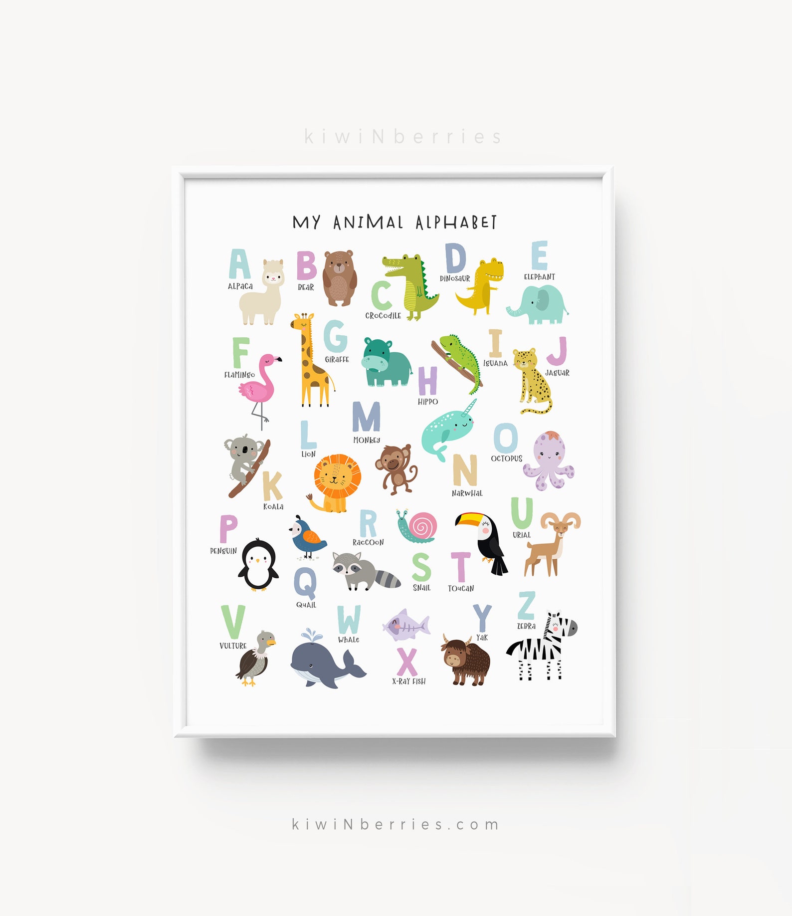 Animal Alphabet Print Educational Prints for Kids Large - Etsy