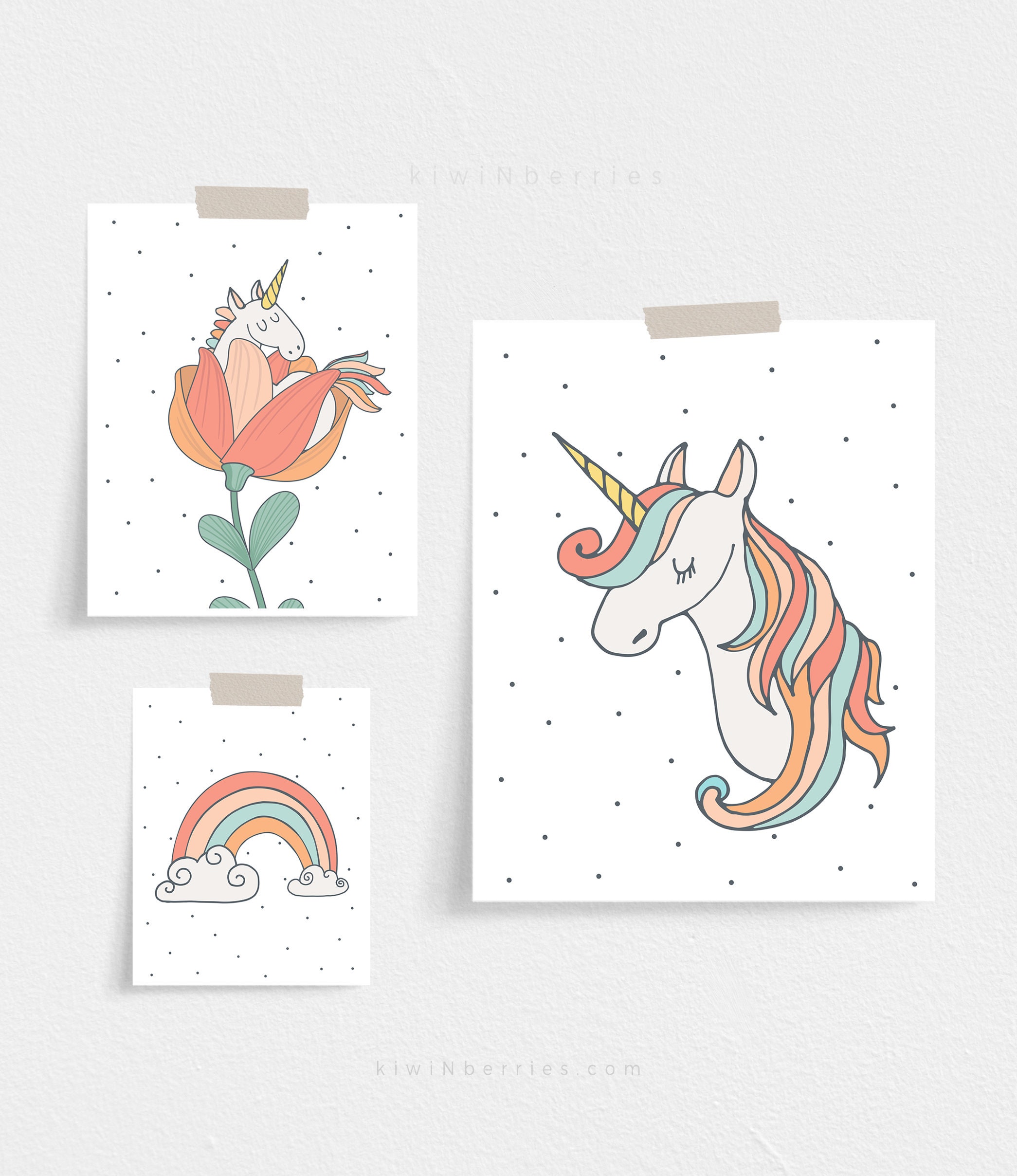Boho Unicorn Print Set Girls Room Decor Printable Digital - Etsy