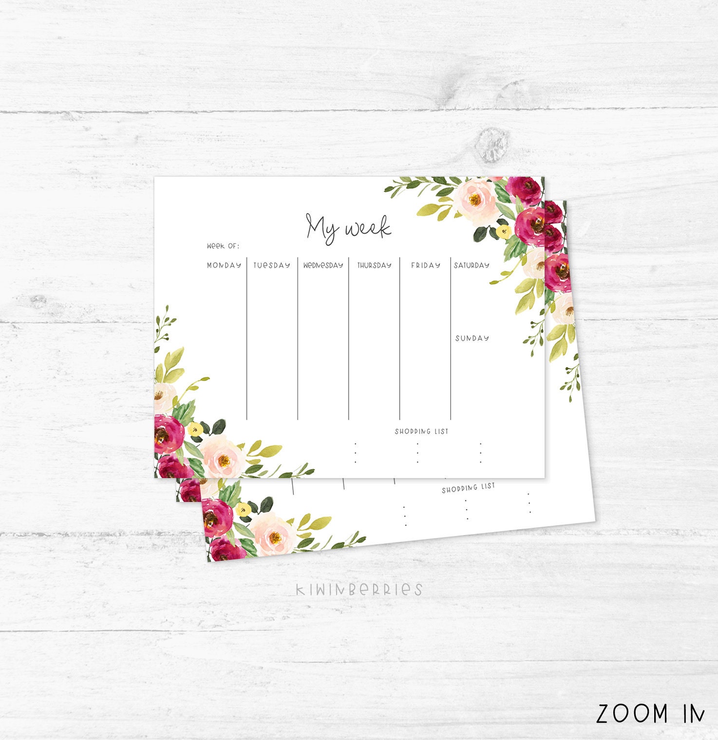 Weekly Planner Printable Floral Planner Undated Weekly Plan - Etsy