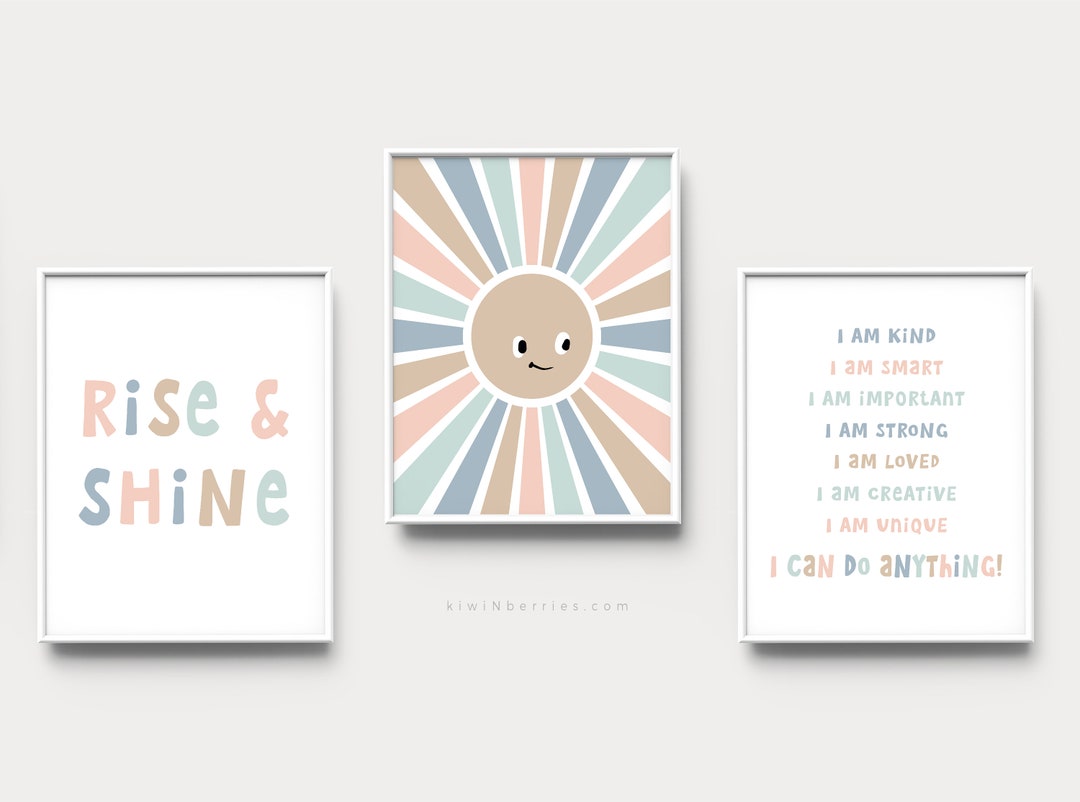 Daily Affirmations for Kids, Kids Room Print, Rise and Shine Poster ...