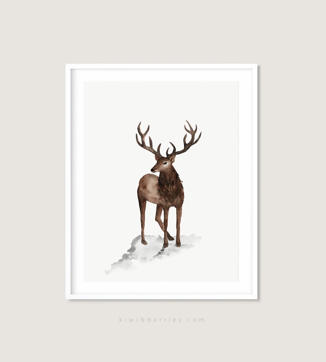 Stag Print, Buck Printable Art, Minimalist Art Prints, Winter Wall Art ...