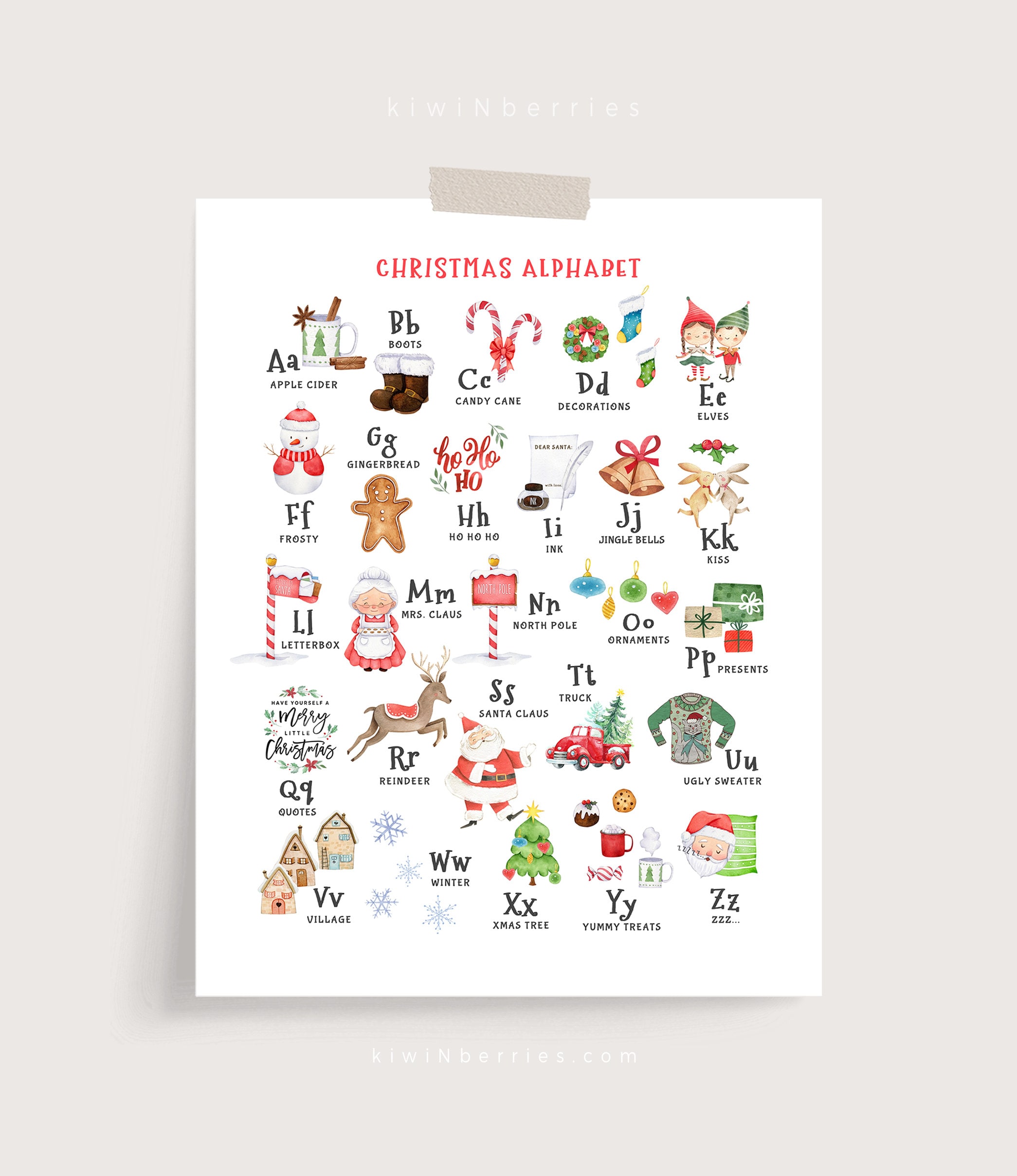 Christmas ABC Print Christmas Alphabet Holiday Decorations - Etsy