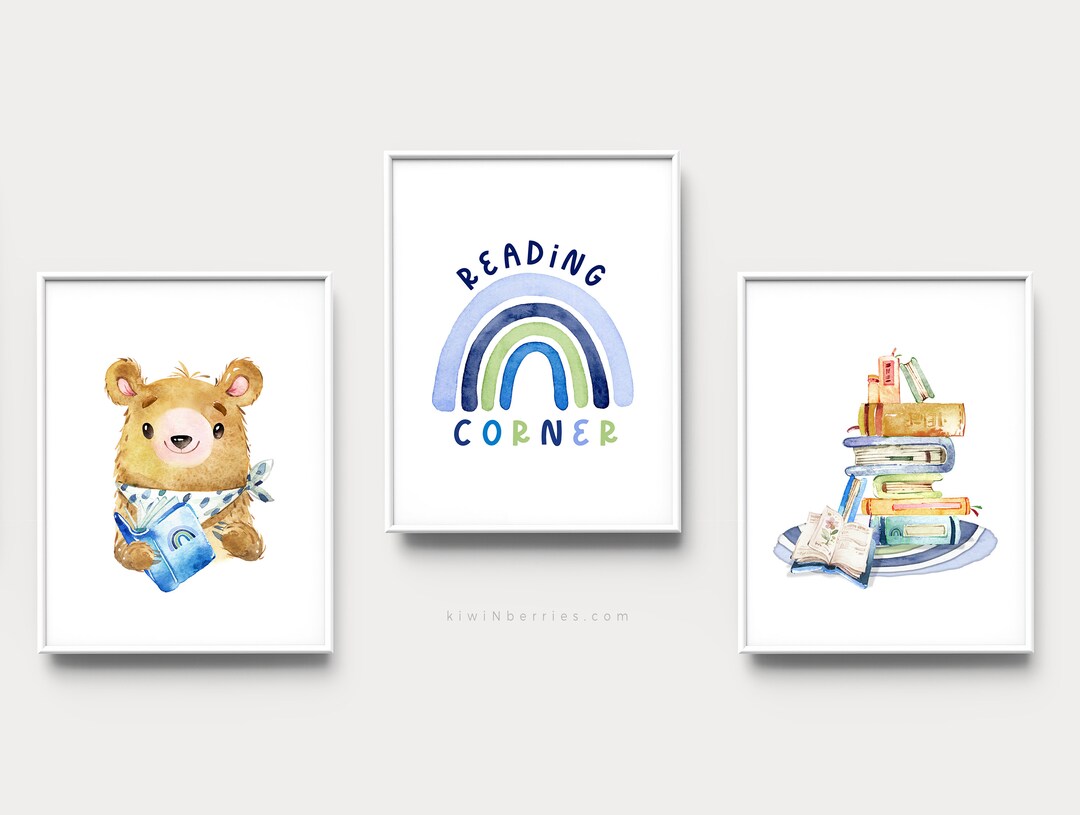 Reading Corner Print, Playroom Decor, Gender Neutral Printables, Books ...