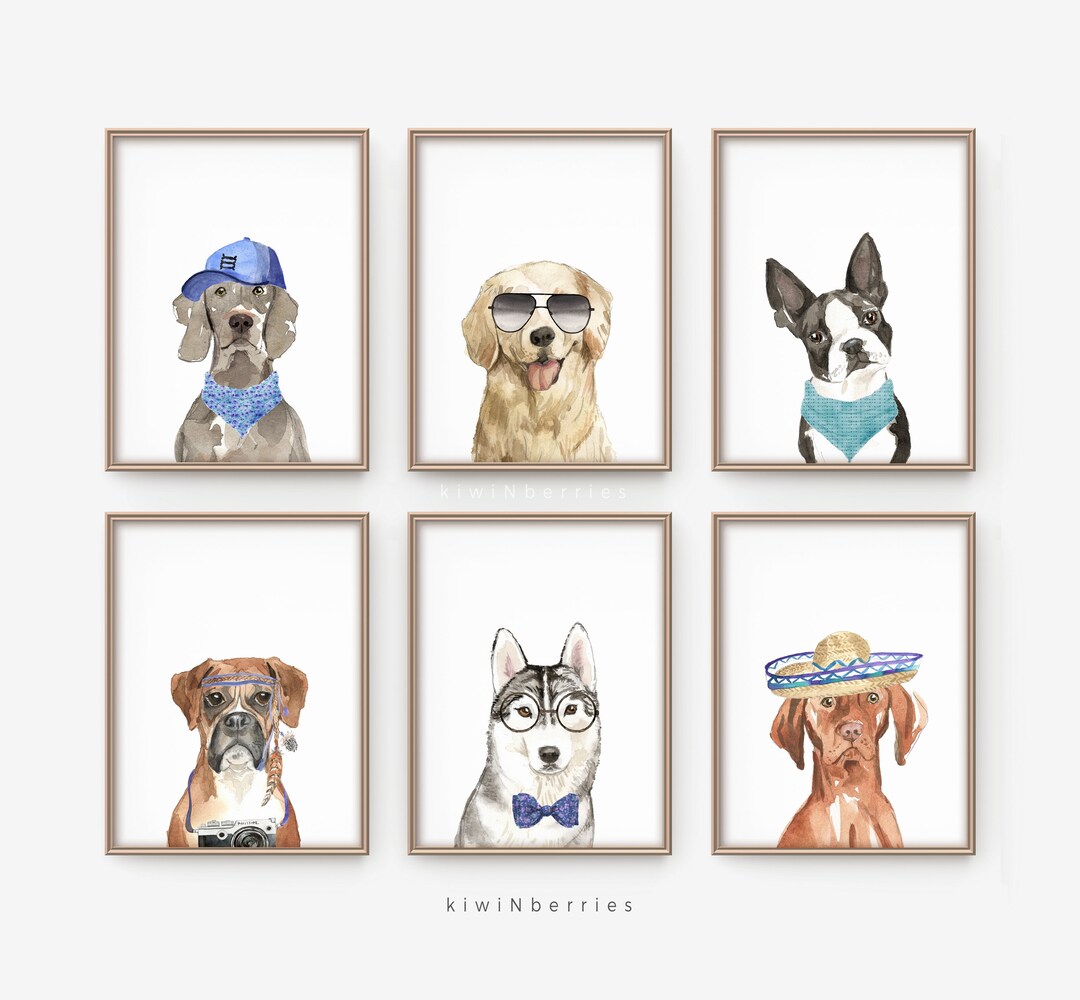 Cool Dog Prints, Boys Room Decor, Teen Boy Wall Art, Dogs Prints, Dog ...