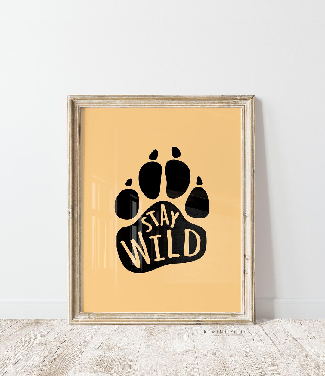 Wild Animal Print, Wild Paw Poster, Stay Wild, Orange Yellow Black ...