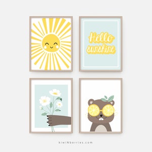 Lemon Sunshine Print Set, Fun Printable Art for Kids, Kids Room Decor ...