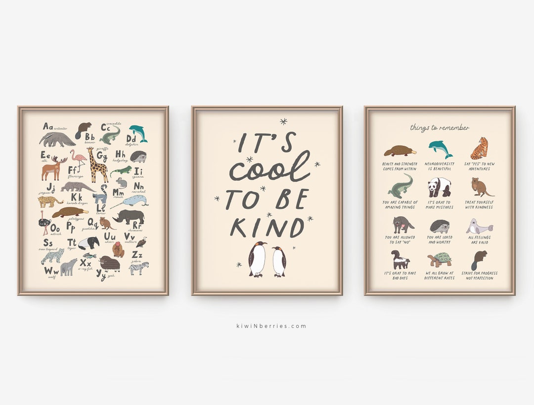 Educational Kids Prints: Alphabet, Kindness, Mental Health (set of 3 ...