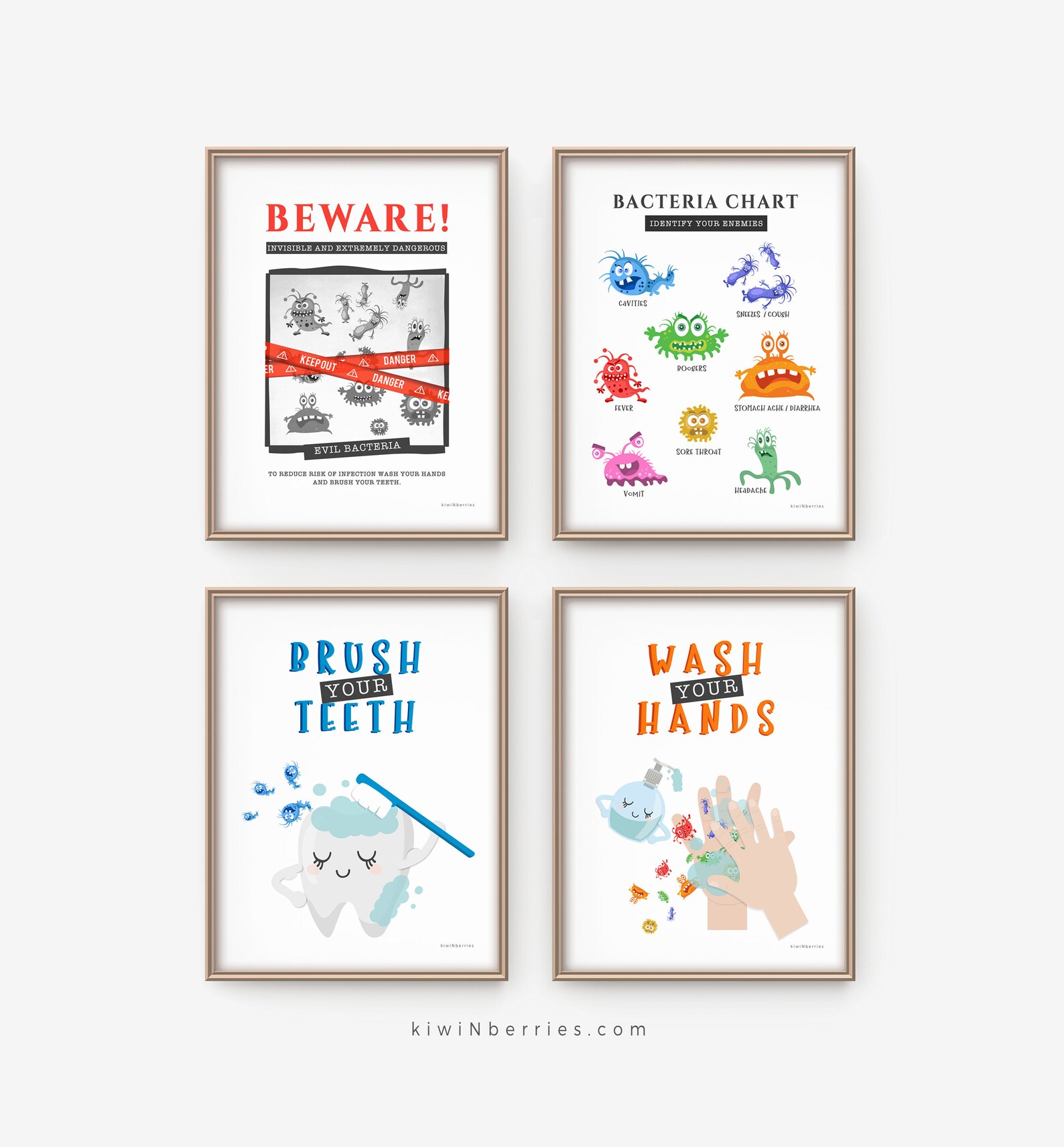 Bacteria Awareness for Kids Print Fun Educational Prints | Etsy