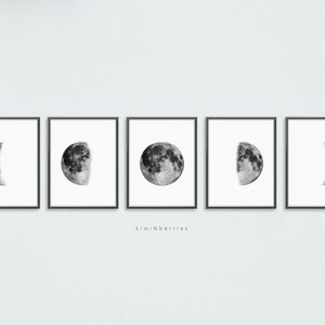 Lunar Phases Print, Set of 5 Moon Phases, Printable Moon Phases ...