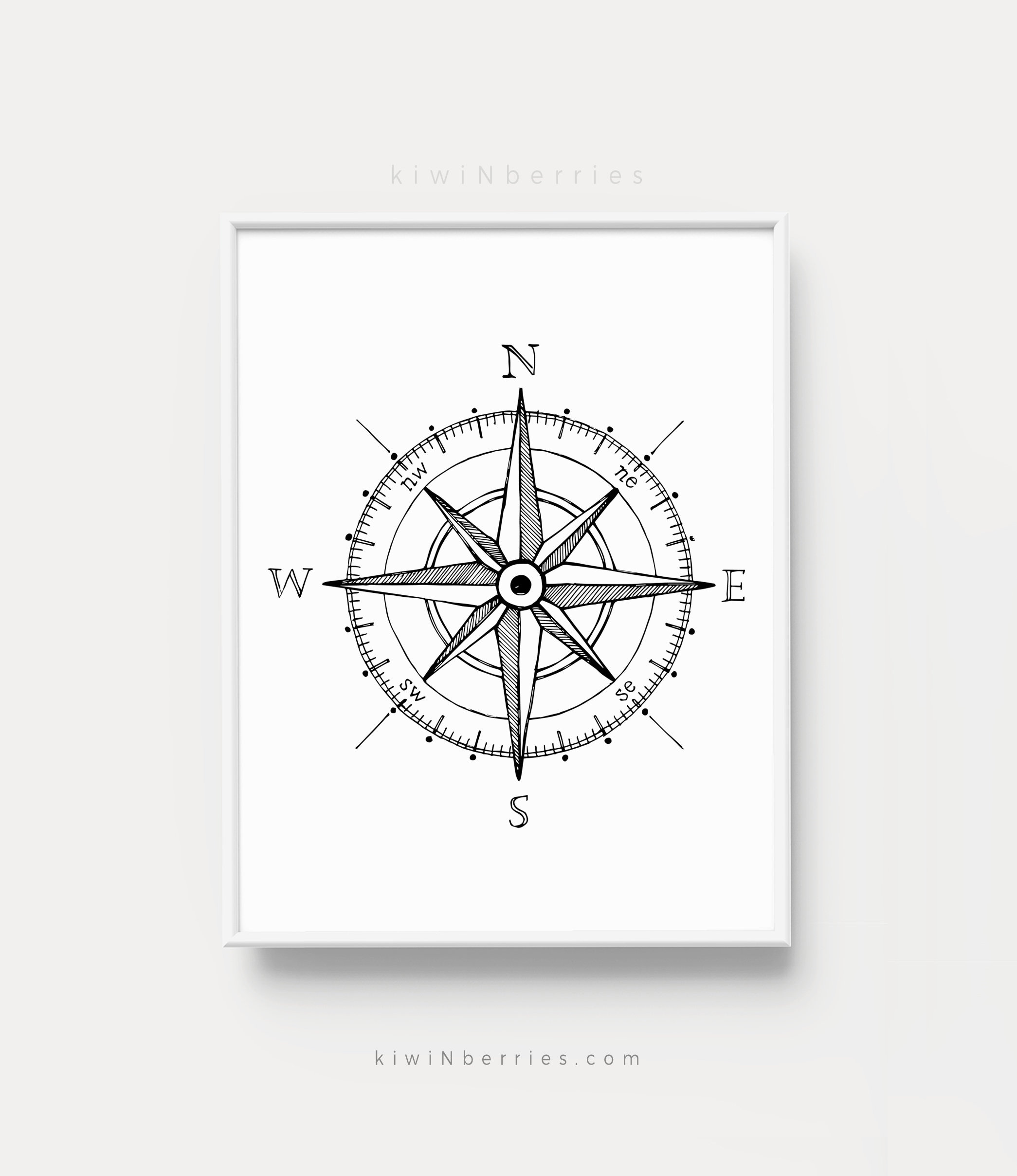 Compass Print Simple Compass Print Printable Men Gift - Etsy