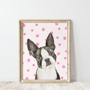 Dog Portrait Print Set: Puppy Breeds, Navy and Pink Decor (digital ...