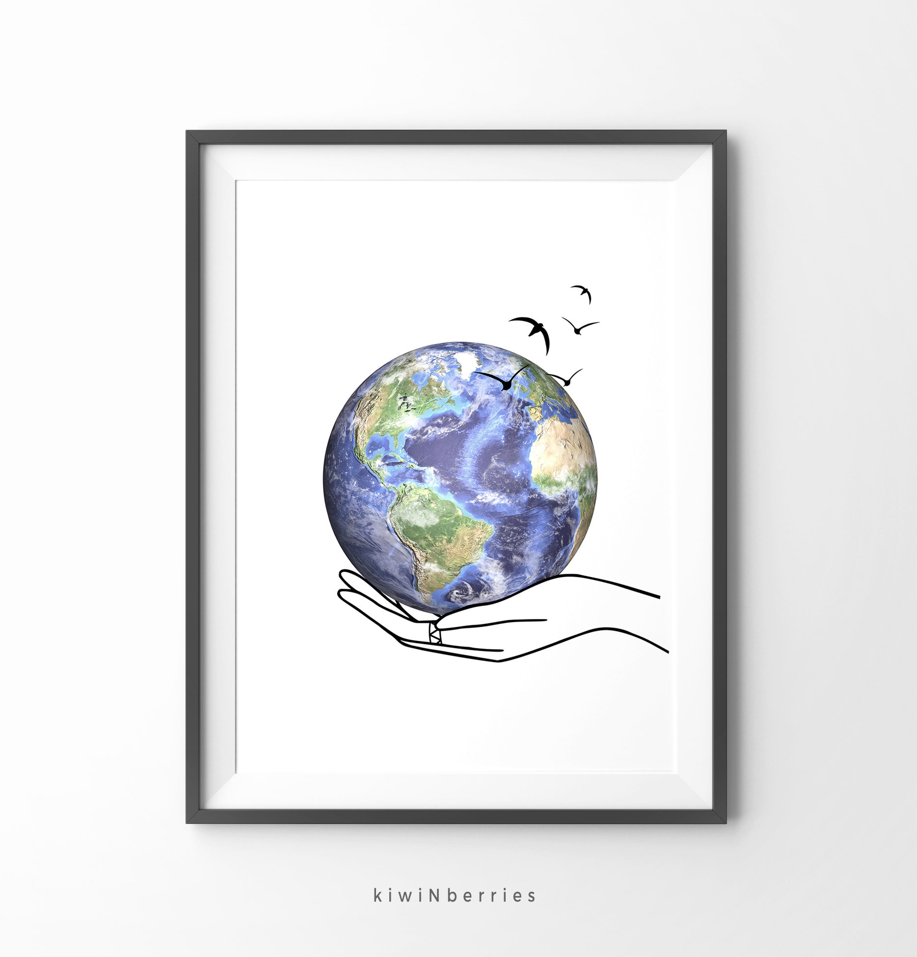 Earth Art Print Hand Holding Earth Modern Wall Art Hand - Etsy