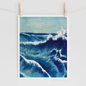 Wave Print, Vintage Waves Print, Printable Digital, Ocean Seascape ...