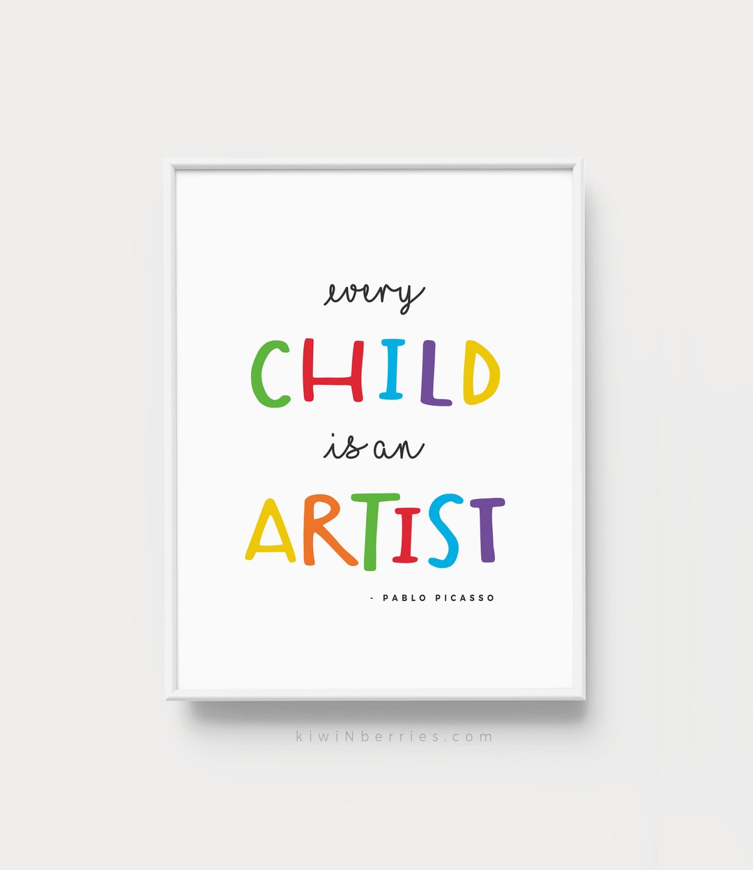 Picasso Quote Print, Every Child is an Artist, Kids Prints, Learning ...