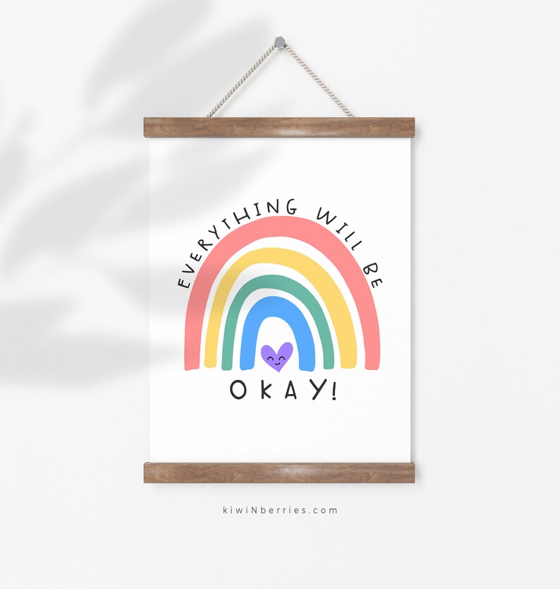 Everything Will Be Okay Printable Art Rainbow Everything - Etsy