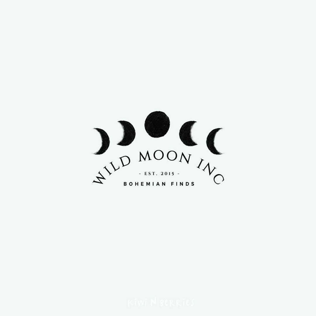 Moon Logo Design Moon Phases Logo Bohemian Logo Design Hand Drawn ...