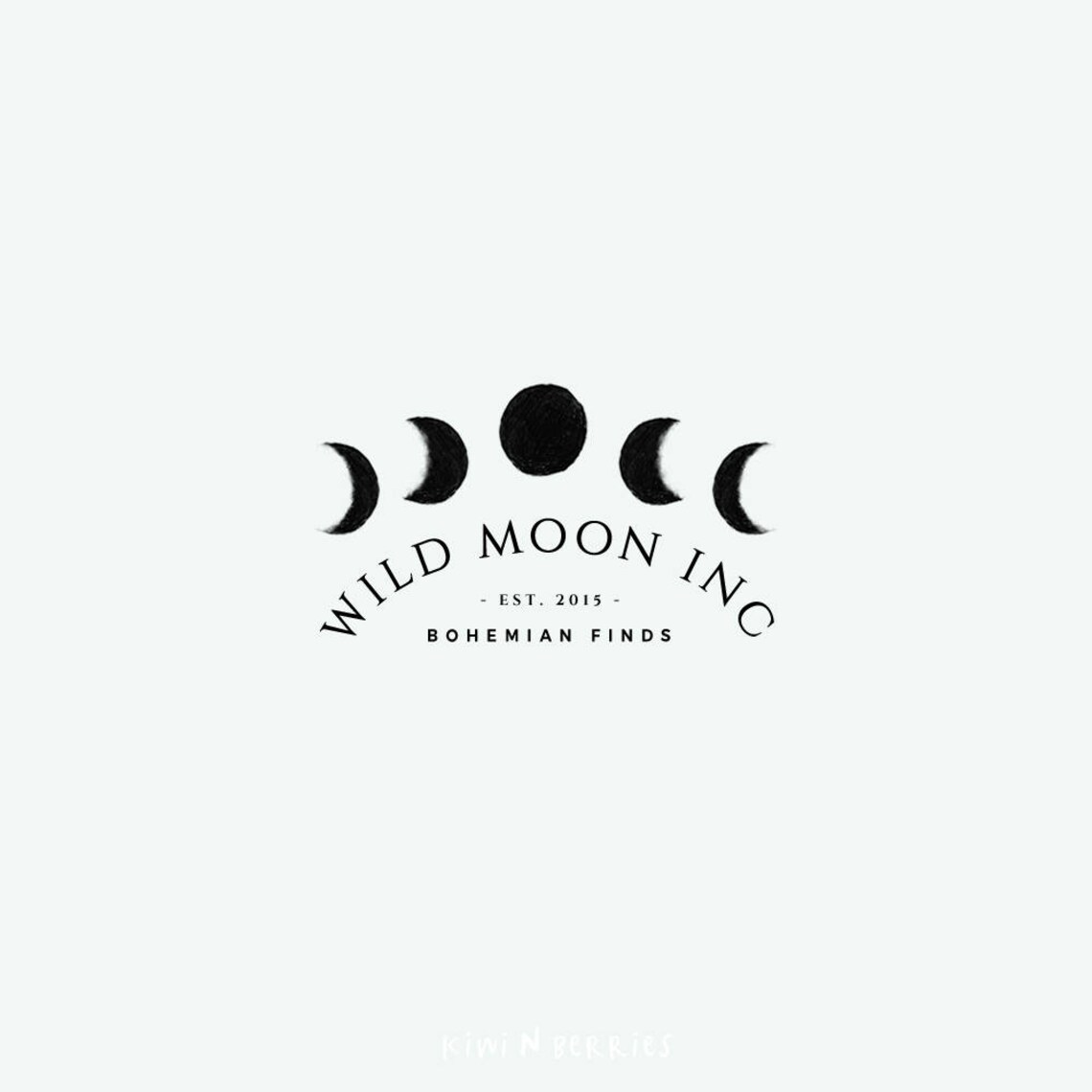 Moon logo design Moon phases logo Bohemian logo design | Etsy
