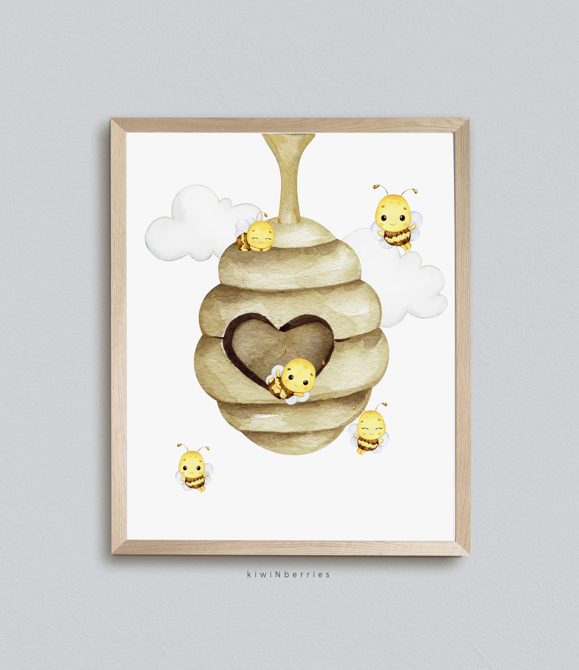 Honey Bee Print Set of 4 Neutral Nursery Decor DIY Babys - Etsy