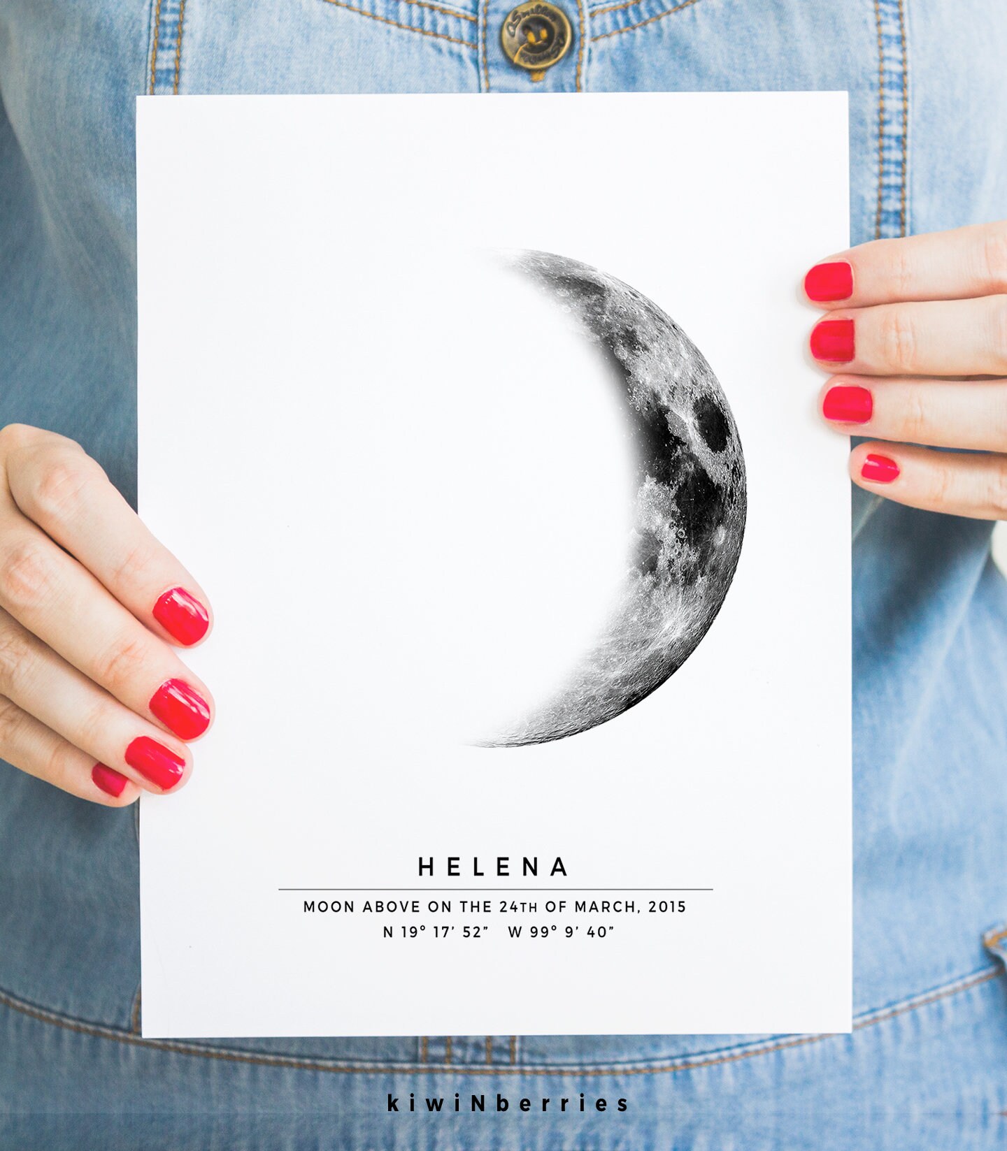 Printable Gift Custom Moon Print Personalized Moon Phase | Etsy