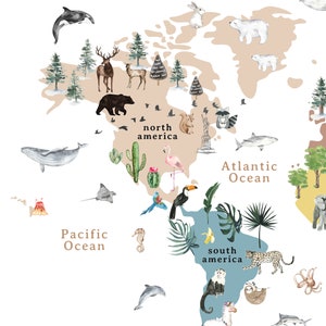 World Map Poster, Animals of the World Print, Educational Posters ...
