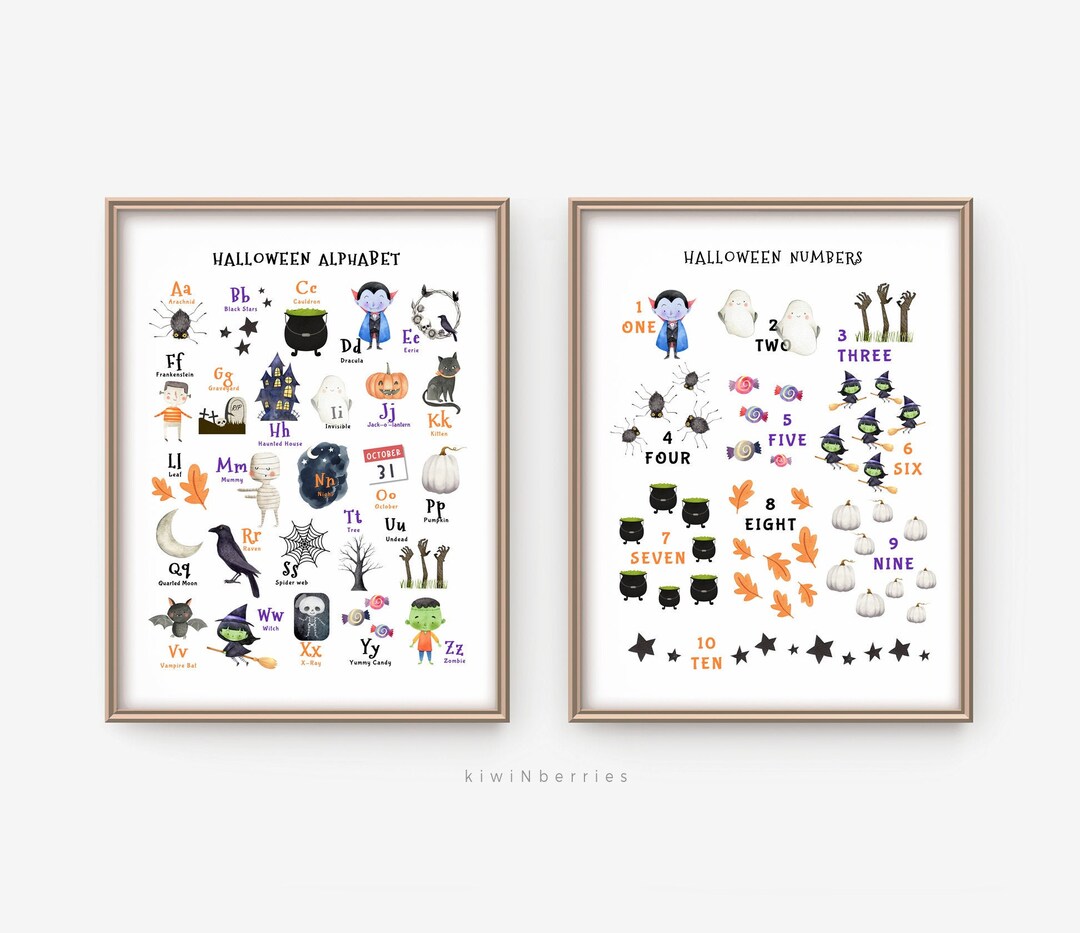Halloween Alphabet and Numbers Homeschool Halloween Prints - Etsy