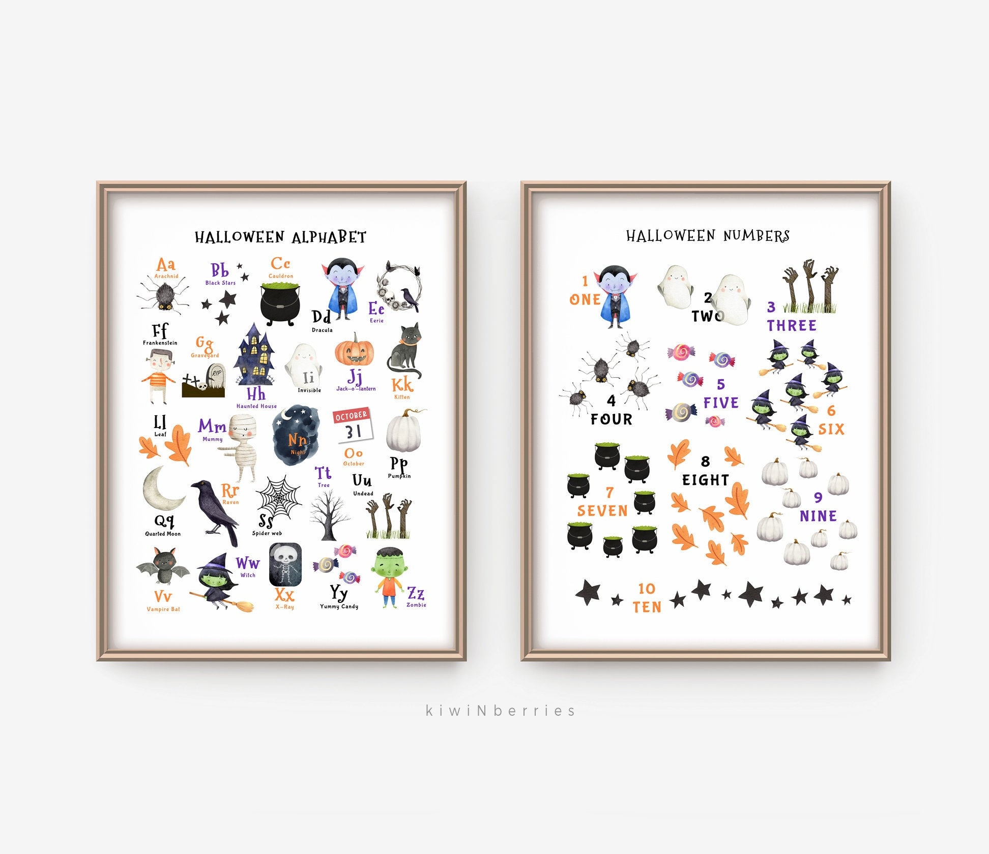 Halloween Alphabet and Numbers Homeschool Halloween Prints - Etsy