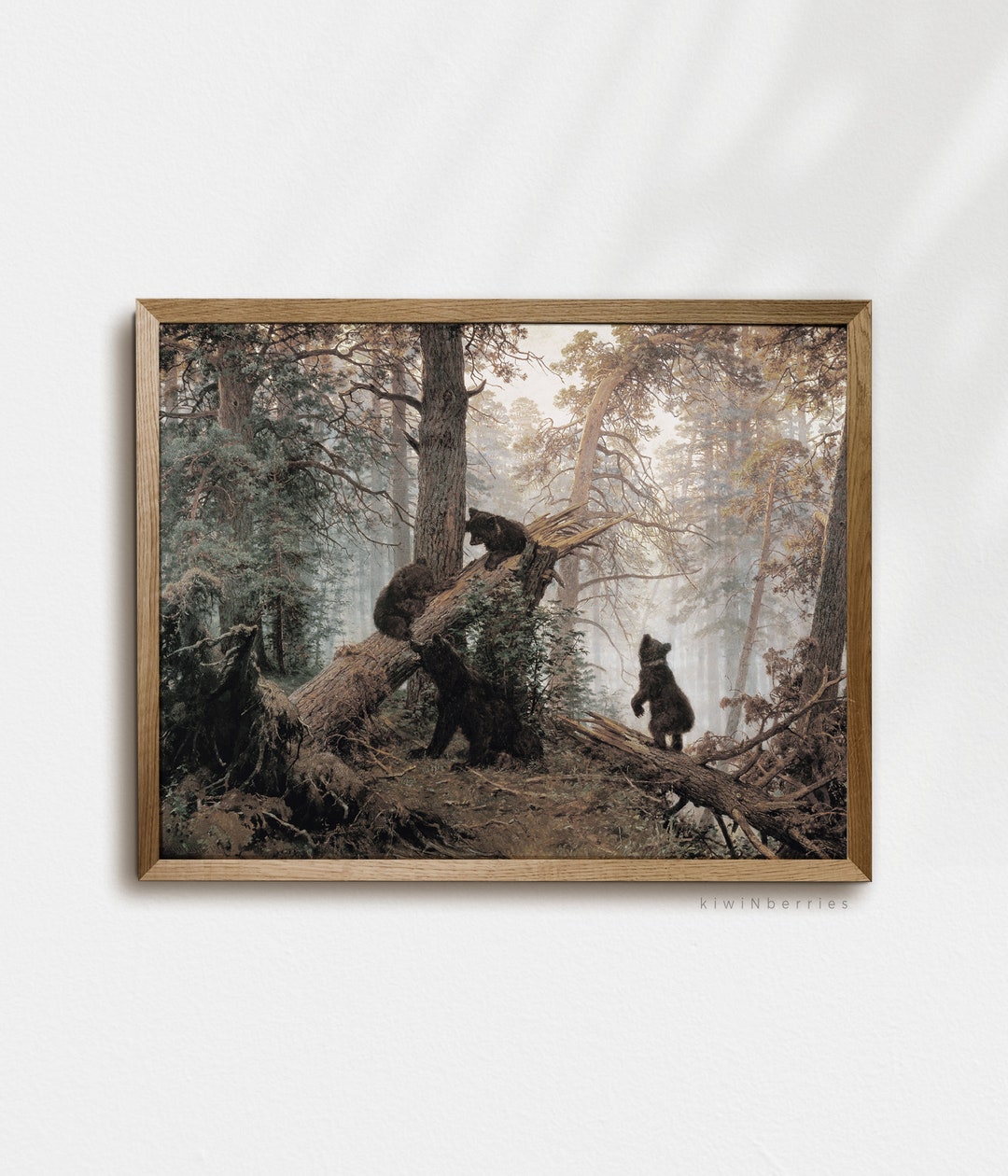 Vintage Forest Painting Art, Nature Print, Gift for Animal Lovers ...