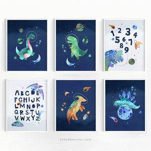 Dino Numbers Print, Numbers Printable, Dinosaur Boys Bedroom, Space ...