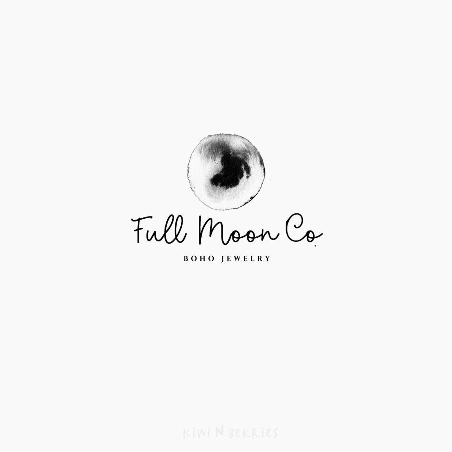 Full Moon Logo Design Moon Logo Bohemian Logo Design | Etsy