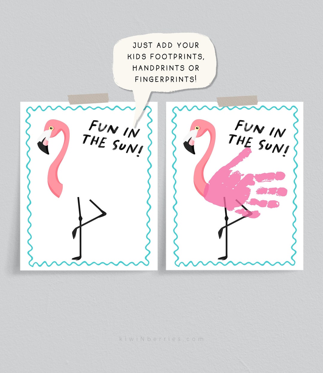 Flamingo Handprint Craft Printable: Summer Kids Activity (digital ...