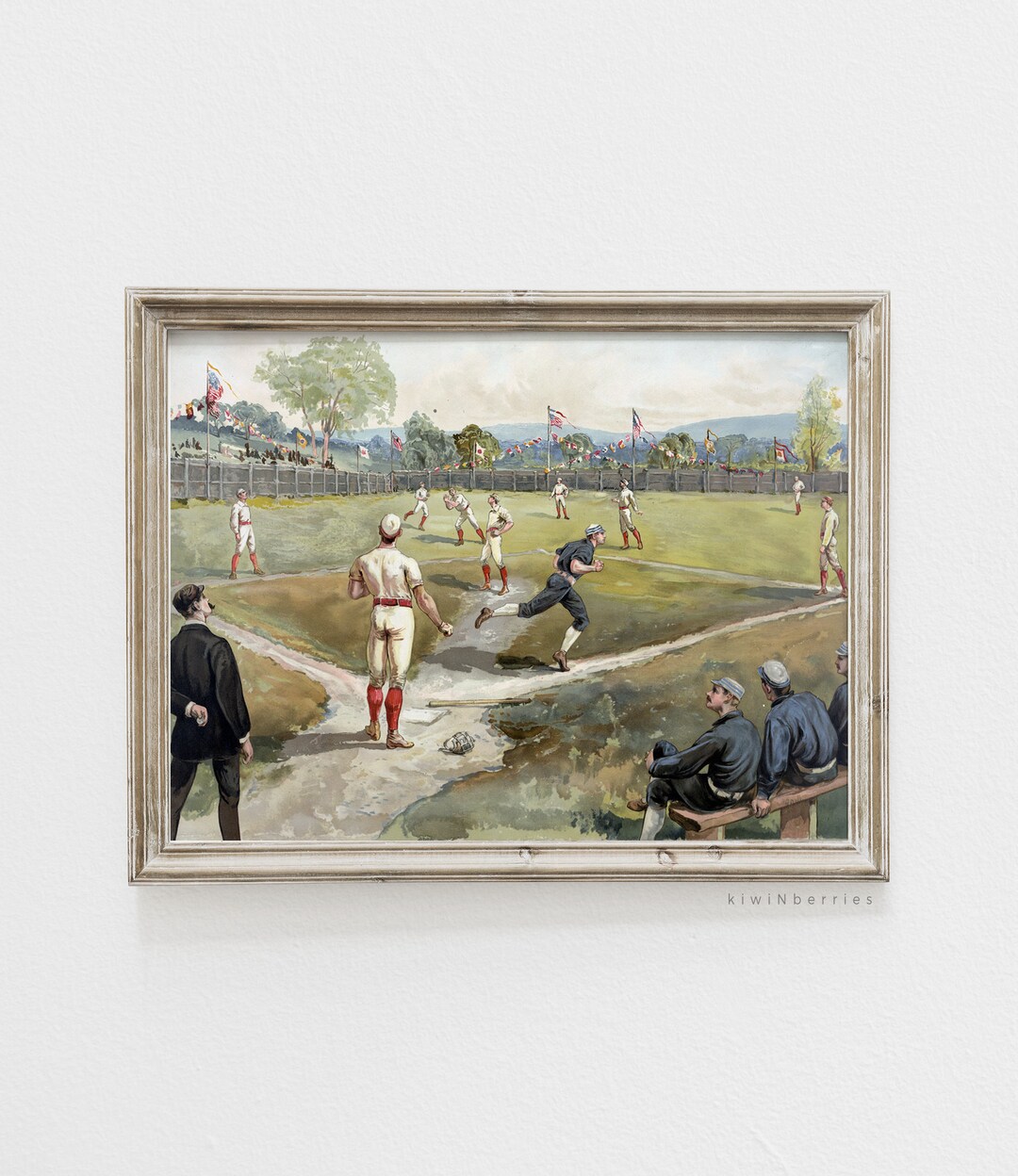 Antique Baseball Painting, Digital Decorations for Boys Room, Baseball ...
